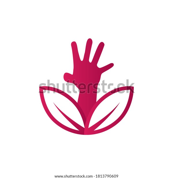Flower Hand Logo Symbol Template Design Stock Vector (Royalty Free ...