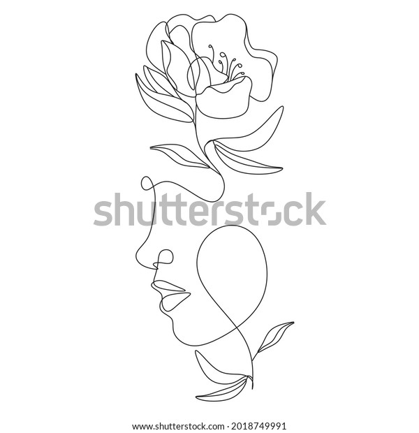 Flower Head Line Art One Line Stock Vector (Royalty Free) 2018749991 ...