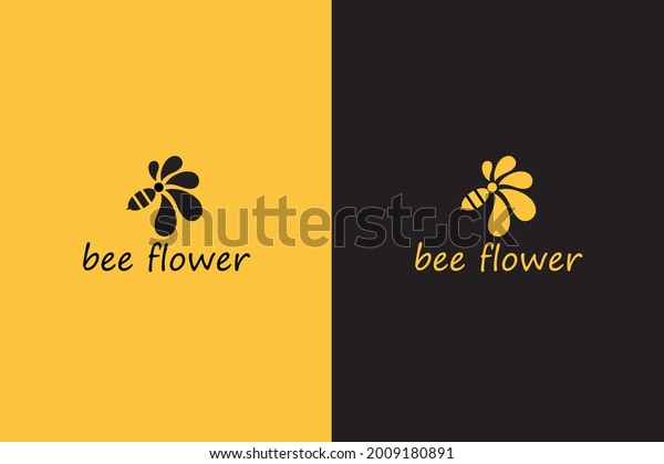 Flower Honey Bee Logo Design Modern Stock Vector (Royalty Free ...