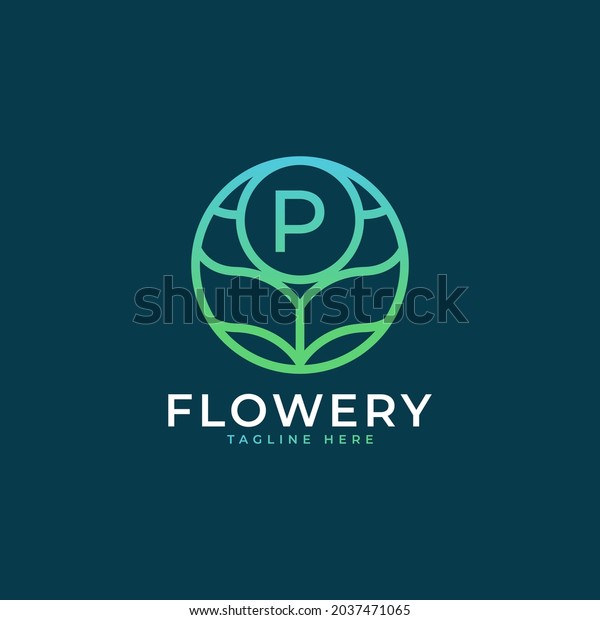 Flower Initial Letter P Logo Design Stock Vector (Royalty Free ...