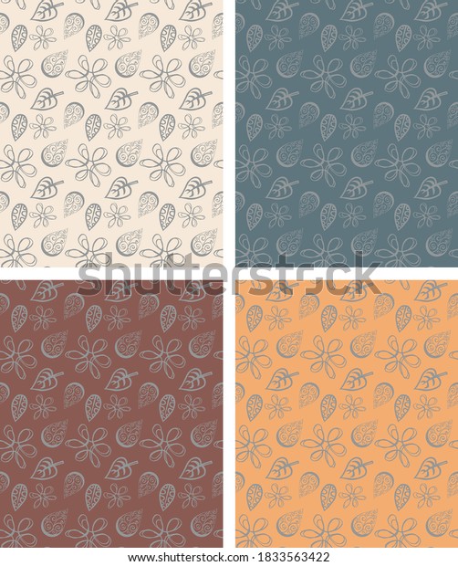Flower Leaf Drawing Four Similarities Design Stock Vector (Royalty Free ...