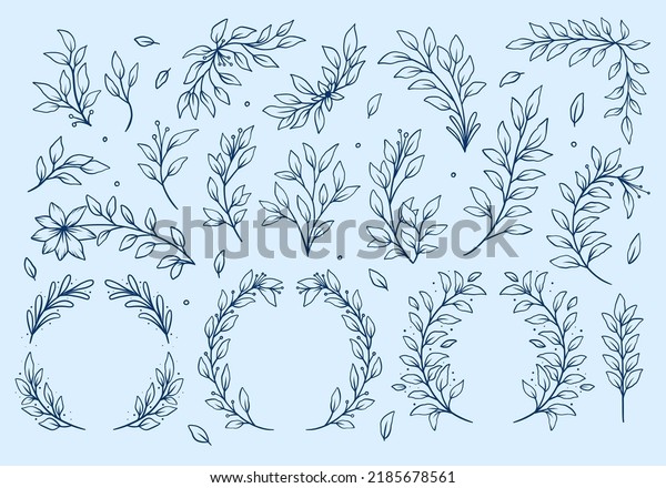 Flower Leaf Leaves Vector Outline Set Stock Vector (Royalty Free ...