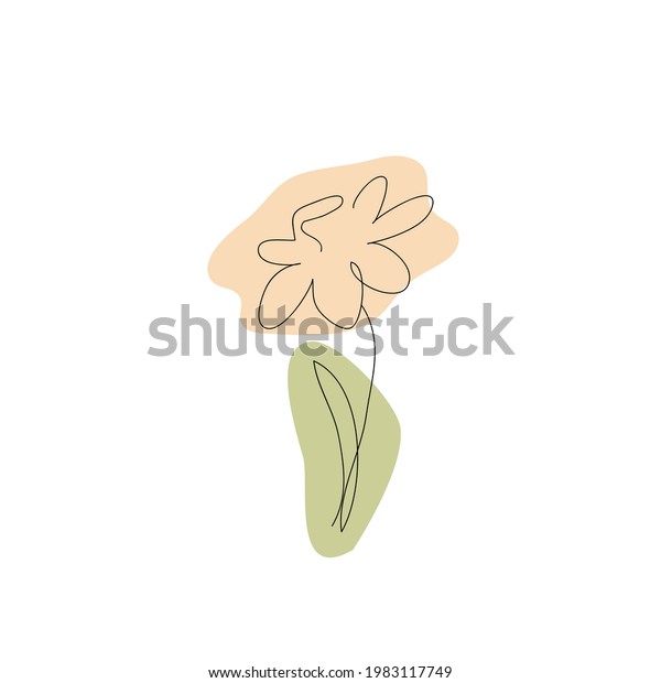 Flower Line Art Spring Summer Leaf Stock Vector (Royalty Free ...