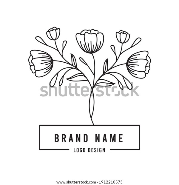Flower Line Logo Icon Vector Template Stock Vector (Royalty Free ...