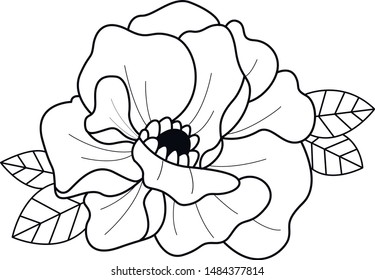 Flower Line Work Sketch Bloom Stock Vector (Royalty Free) 1484377814 ...
