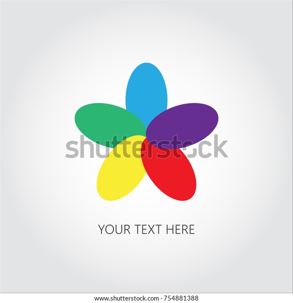 Flower Logo Five Color Petals Icon: vector de stock (libre de regalías ...