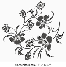 Flower Motif Drawing Flower Stock Vector (Royalty Free) 640443139 ...