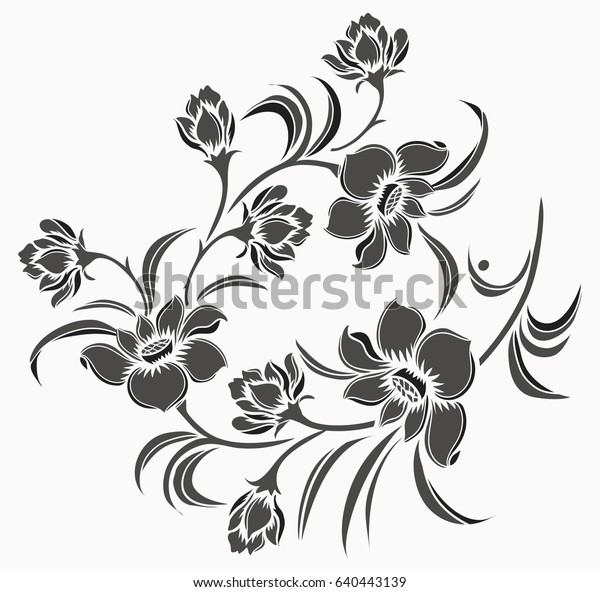 Flower Motif Drawing Flower Stock Vector (Royalty Free) 640443139
