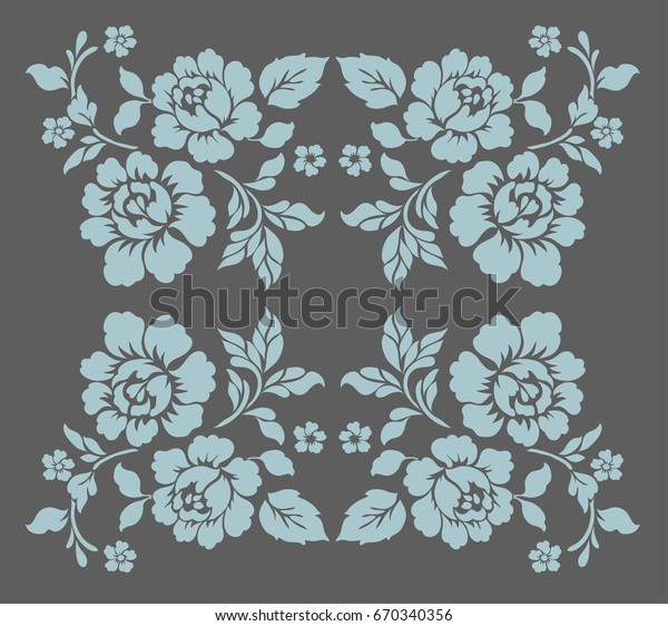 Flower Motif Sketch Design Stock Vector (Royalty Free) 670340356