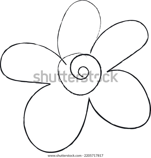 Flower Petals Line Drawing Coloring Tattoo Stock Vector (Royalty Free ...