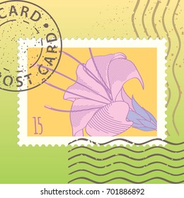 Flower Pink Vector Illustration Postage Stamp Stock Vector (Royalty ...