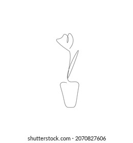 Flower Pot Line Drawing Vector Illustration Stock Vector (Royalty Free ...