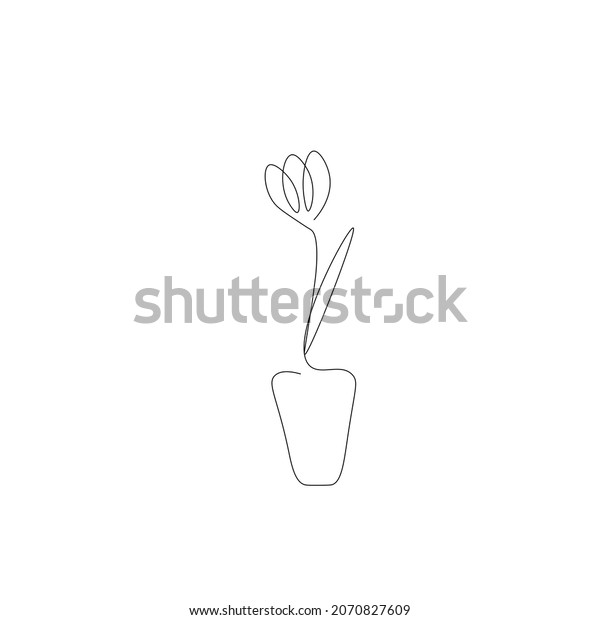 Flower Pot Line Drawing Vector Illustration Stock Vector (Royalty Free ...