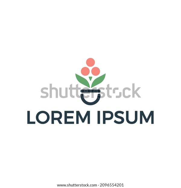 Flower Pot Logo Concept On White Stock Vector (Royalty Free) 2096554201 ...
