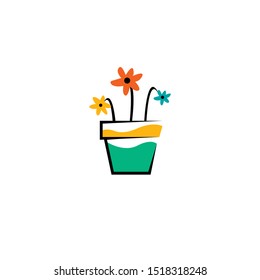 Flower Pot Logo Icon Design Vector Stock Vector (Royalty Free) 1518318224