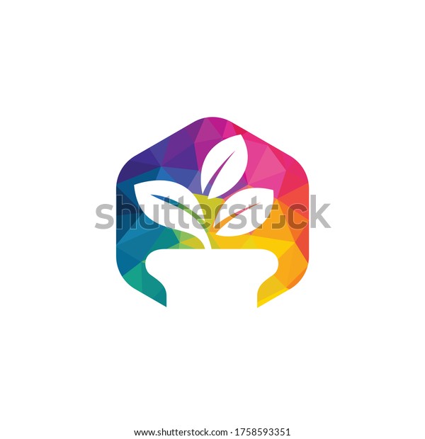 Flower Pot Plant Logo Growth Vector Stock Vector Royalty Free
