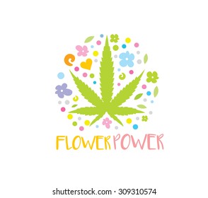 Flower Power Creative Vector Cannabis Leave Stock Vector (Royalty Free ...