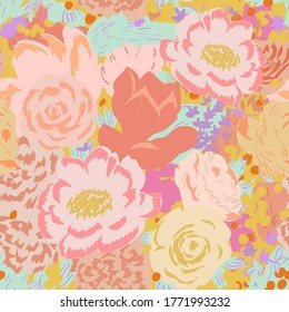 Flower Repeat Patternflower Drawing Greetingfloral Surface Stock Vector ...