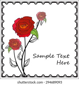 Flower Rose Card Template Vector Handdrawn Stock Vector (Royalty Free ...