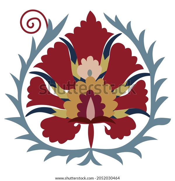 Flower Shape Suzani Pattern Embroidery Traditional Stock Vector ...