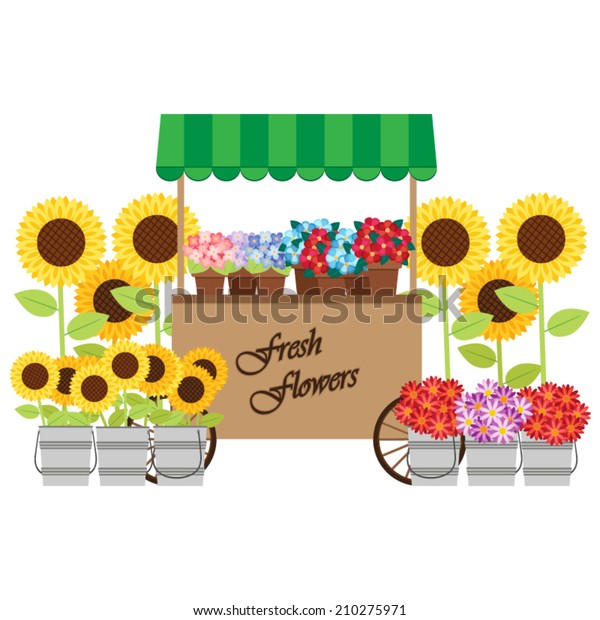 Flower Stand Vector Illustration Stock Vector (Royalty Free) 210275971 ...