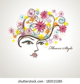 Flower Style Beautiful Face Stock Vector (Royalty Free) 183515285 ...