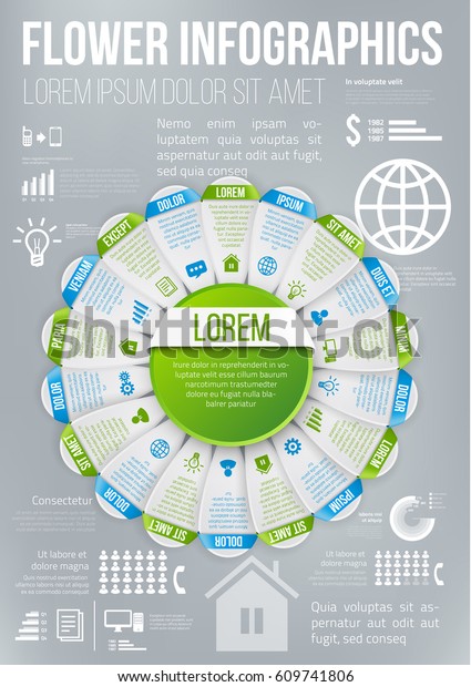 Flower Style Infographic Colored Chart Options 스톡 벡터(로열티 프리) 609741806 ...