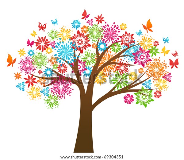 Flower Tree Stock Vector (Royalty Free) 69304351 | Shutterstock