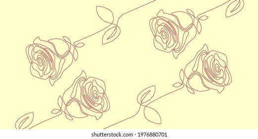 Flowers Backgroundframe Roses Line Drawing Roseline Stock Vector ...