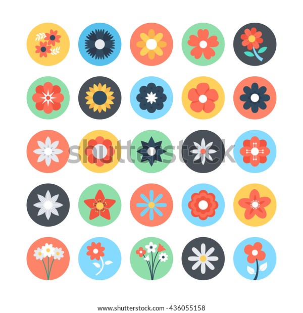 Flowers Colored Vector Icons 3 Stock Vector (Royalty Free) 436055158 ...