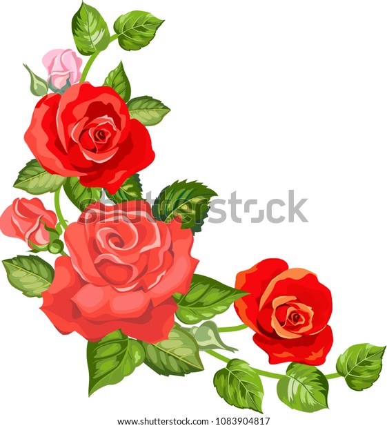 Flowers Corner Red Rosesvector Stock Vector (Royalty Free) 1083904817 ...