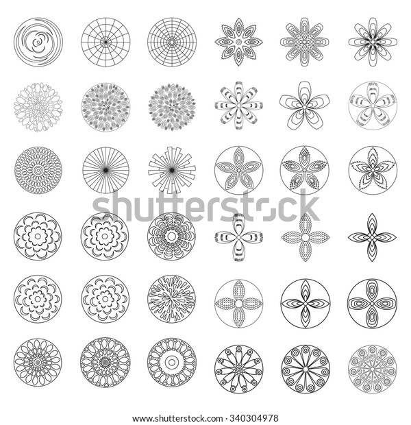 Flowers Design Element Coloring Page Book Stock Vector (Royalty Free ...