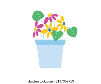 Flowers Pot Flat Vector Illustration Isolated Stock Vector (Royalty ...