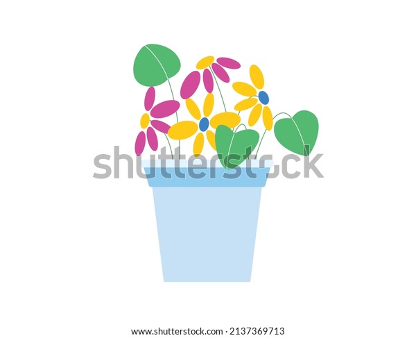 Flowers Pot Flat Vector Illustration Isolated Stock Vector (Royalty ...