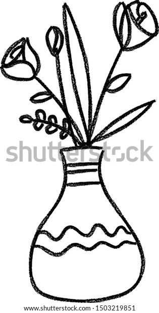 Flowers Pot Line Art Rough Chalk Stock Vector (Royalty Free) 1503219851 ...