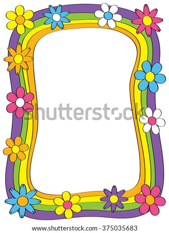 Flowery Border Retro 1960 S 1970 S Hand Stock Vector (Royalty Free ...