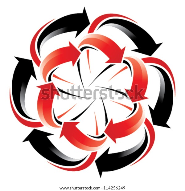 Flowing Arrow Wheel Red Black Arrows Stock Vector (Royalty Free) 114256249