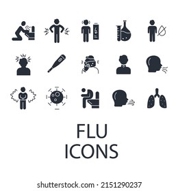 Flu Icons Set Flu Pack Symbol Stock Vector (Royalty Free) 2151290237 ...