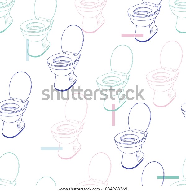 Flush Toilet Hand Draw Seamless Pattern Stock Vector (Royalty Free ...