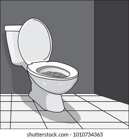 Flush Toilet Vector Drawn Stock Vector (Royalty Free) 1010734363 ...