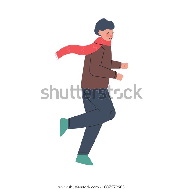 Flushed Man Character Running Hurry Hasten Stock Vector (Royalty Free ...