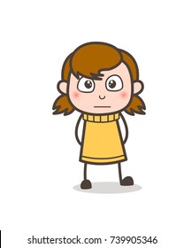 Flushed Neutral Face Cute Cartoon Girl Stock Vector (Royalty Free ...