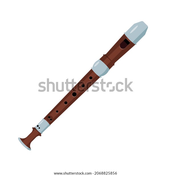 Flute Isolated On White Background Wooden Stock Vector (Royalty Free ...