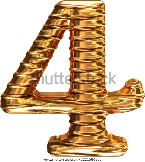 Fluted Gold Horizontally 3d Number 4 Stock Vector (Royalty Free ...