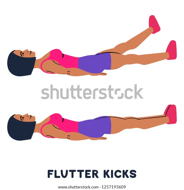 Flutter Kicks Sport Exersice Silhouettes Woman Stock Vector (Royalty ...