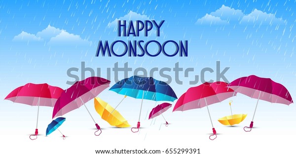 Flyer Abstract Banner Poster Happy Monsoon Stock Vector (Royalty Free ...