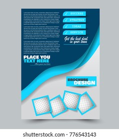 Flyer Design Template Blue Color Vector Stock Vector (Royalty Free ...