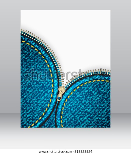 Flyer Template Denim Pattern Stitch Effectvector Stock Vector (Royalty ...