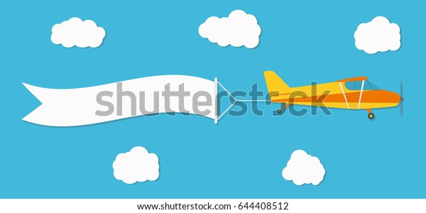 Flying Advertising Banner Plane Horizontal Banner Stock Vector (Royalty ...