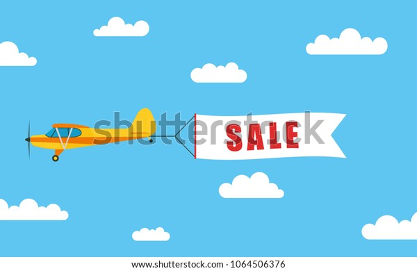 Flying Advertising Banner Pulled Out By Stock Vector (Royalty Free ...